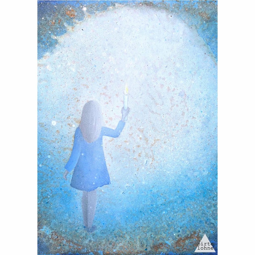 Kunstkort A5 dbl. "dette lille lyset mitt" - Birte Lohne